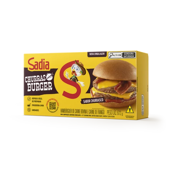 Hambúrguer de Carne de Frango e Bovina Churrasco Sadia Churras Burger 672g