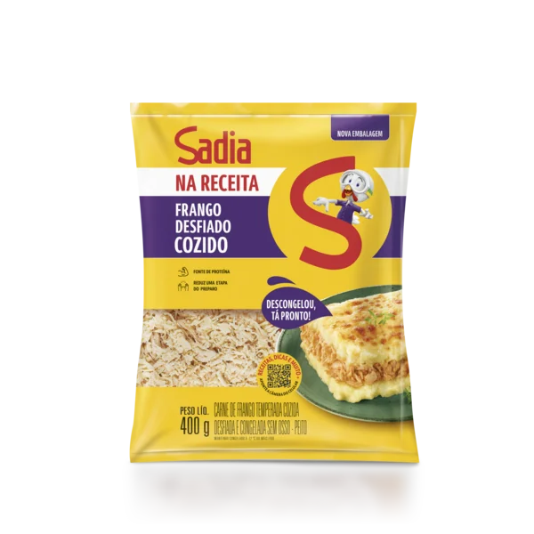Peito de Frango Cozido Desfiado Sadia Na Receita 400g -Caixa c/12