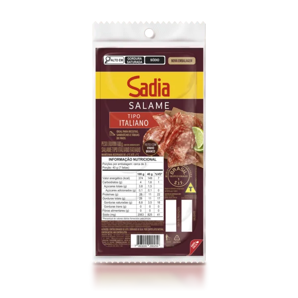 Salame Italiano Fatiado Sadia 100g -Caixa c/30